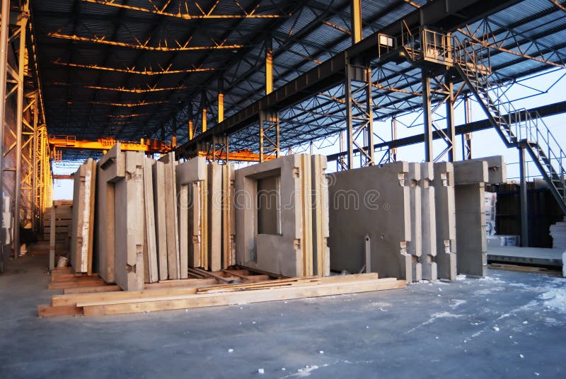 Stack of Reinforced Concrete Slabs in a Factory Workshop Stock Photo ...