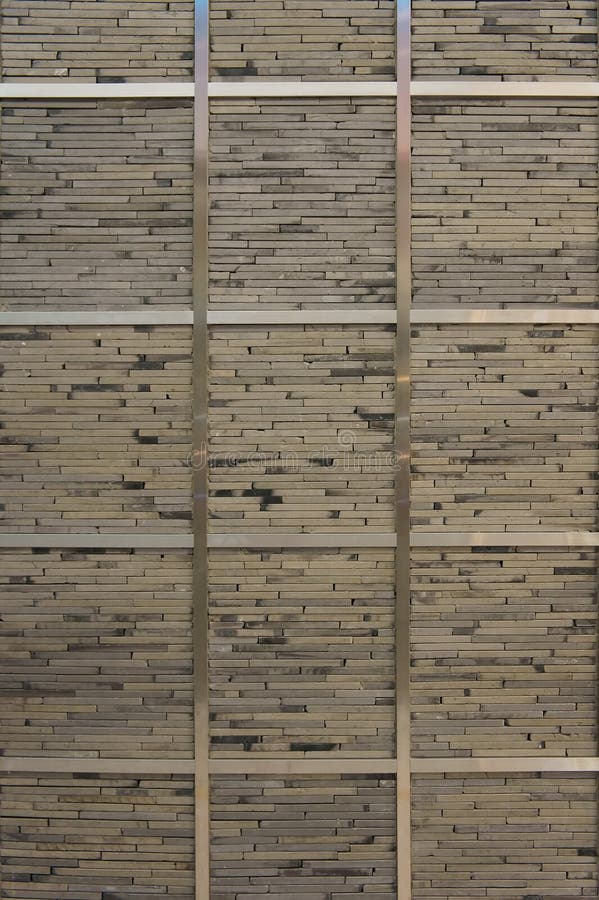 Concrete Slabs Wall with Metal Strips Stock Image - Image of ...
