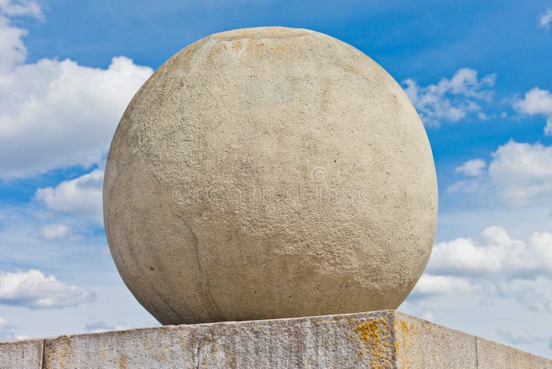 Concrete Sphere On Rectangle Foundation Parking Security Barrier Stock ...