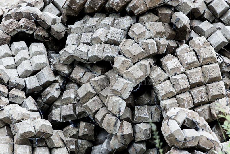 Concrete Squares Tied with Rope Stock Photo - Image of background ...