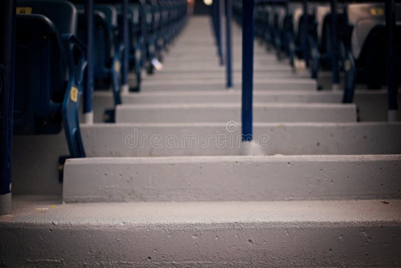 Concrete Stadium Steps with Blue Seating Stock Image - Image of ...