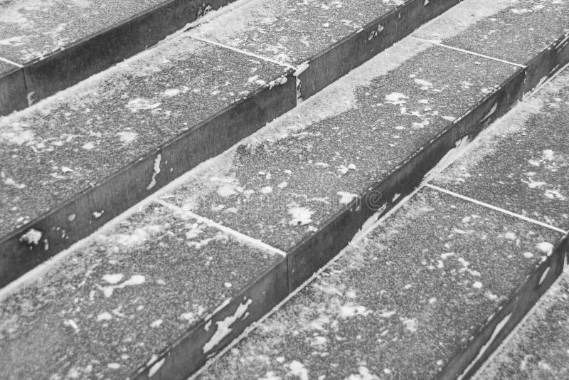Concrete Stair Steps in Snow. Ice with Sharp Cold Snap Stock Image ...