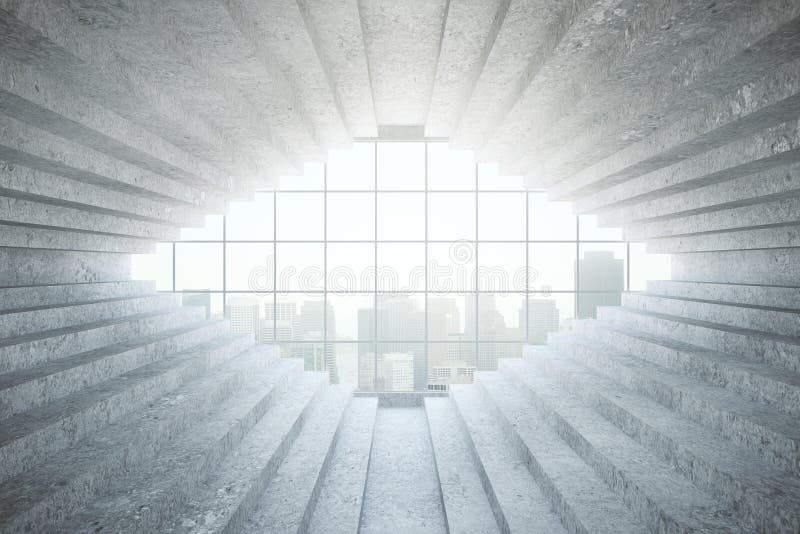 Concrete Stair Walls in Interior Stock Illustration - Illustration of ...