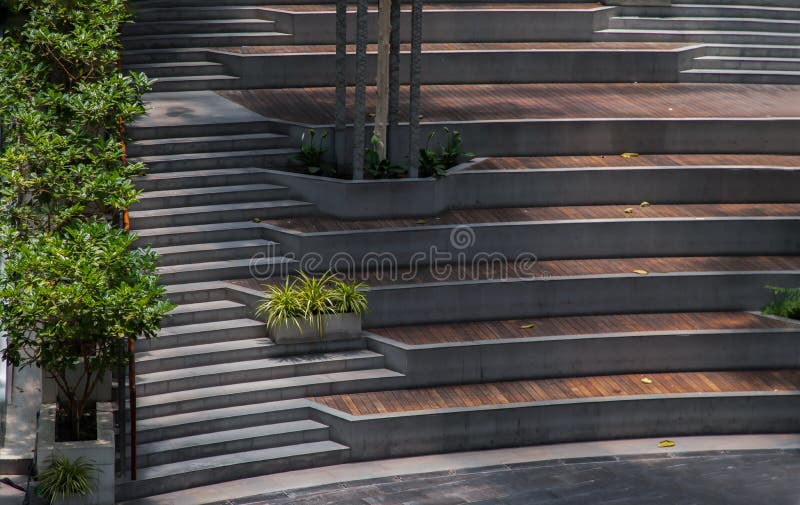 Concrete Staircase and Floor with Sunlight and Shadow in Step Path Way ...