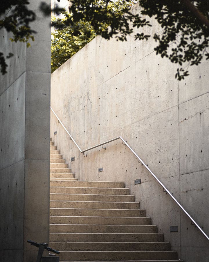 Concrete Staircase Going Up Outdoors. Stock Image - Image of design ...