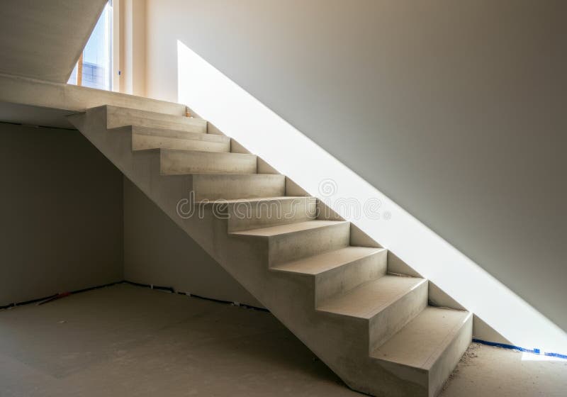 Concrete Staircase Inside Modern Building Under Construction with ...