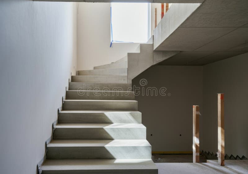 Concrete Staircase Inside Modern Building Under Construction with ...