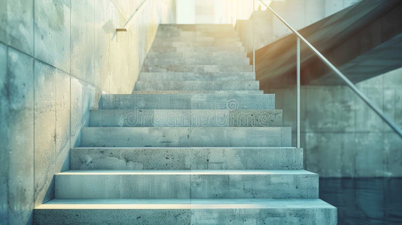 Concrete Staircase Leading Upward Modern Architectural Setting Stock ...
