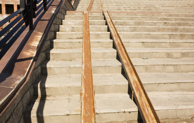Concrete Staircase with a Ramp Stock Photo - Image of footpath ...