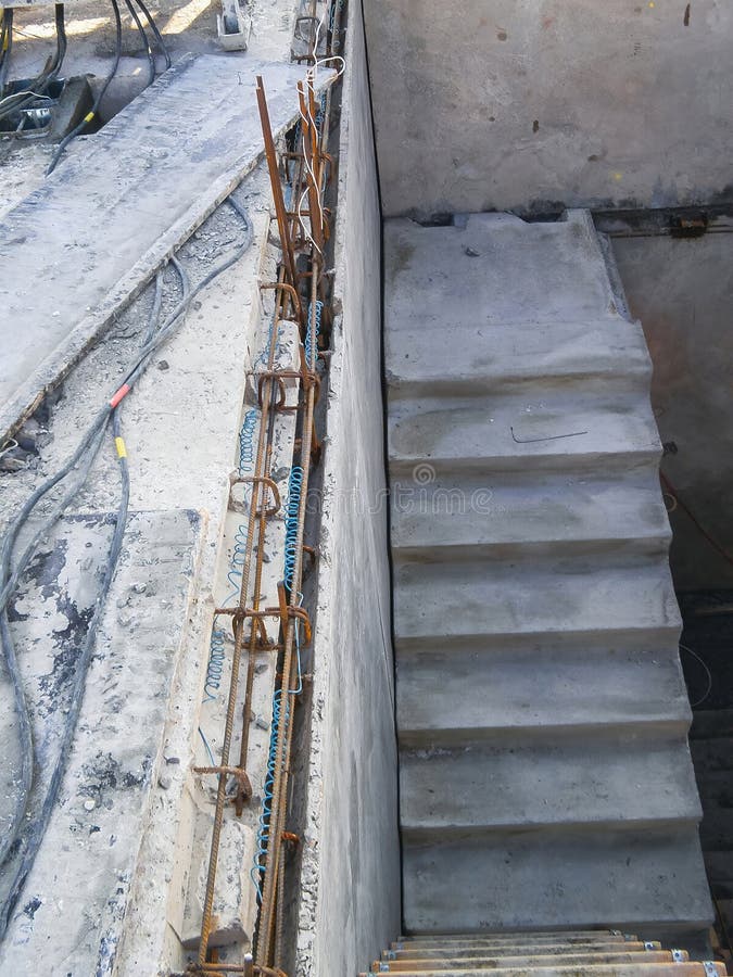 Concrete Staircase and Rebar Framework, Showing the Process of a ...