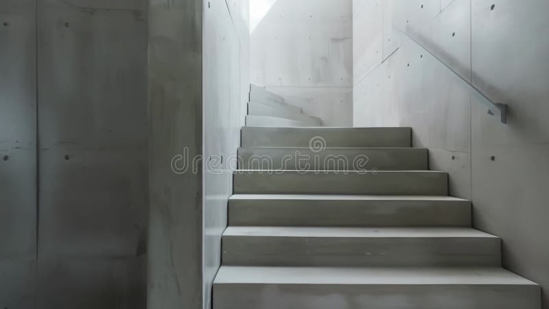 A Concrete Staircase with Sharp Rectangular Edges Leads Up To a ...