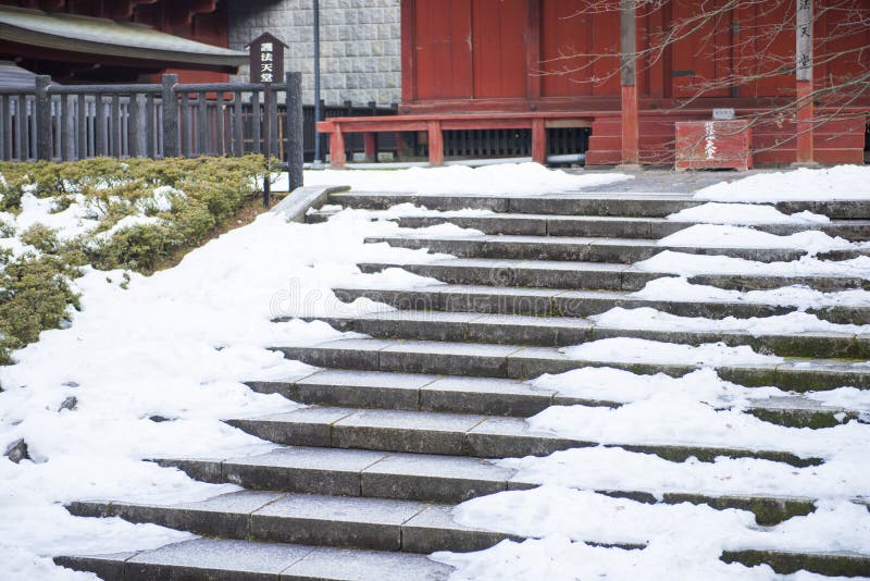 Concrete Stairs Covered with Snow Stock Image - Image of snow, exterior ...