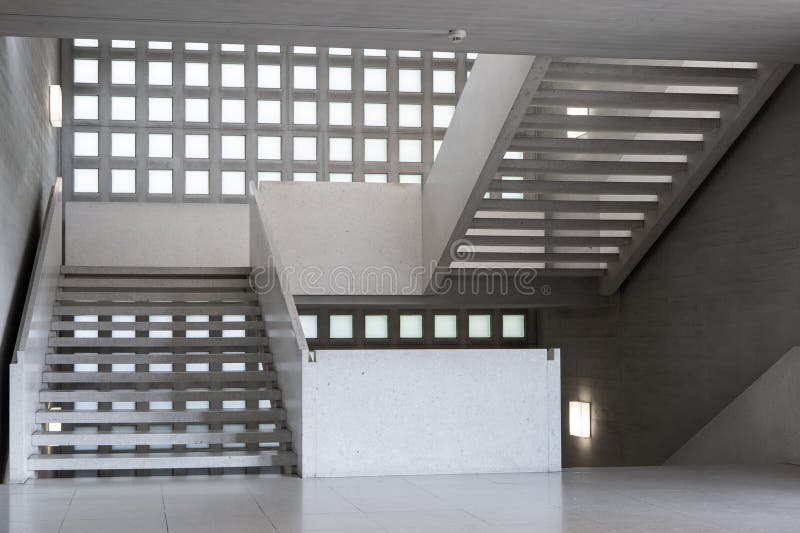 Concrete Stairs in the Hallway of an Empty Public Access Building ...