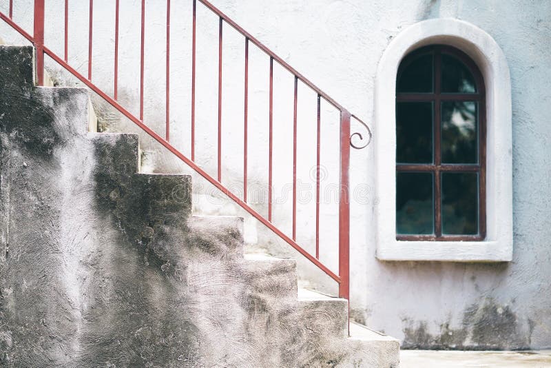 Concrete Stairs and Windows in Vintage Style. Stock Photo - Image of ...