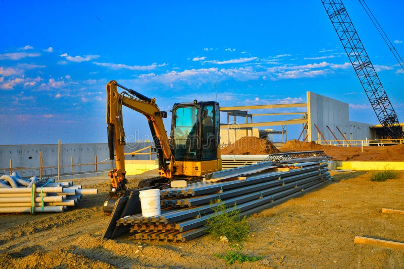 Concrete and Steel Frame Structure. Stock Image - Image of beams ...