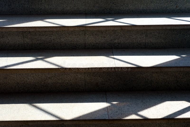Steps in Sunlight and Geometric Shadows Stock Photo - Image of pavement ...