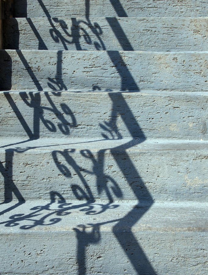 Concrete Steps with Shadow of Iron Railing Stock Photo - Image of ...