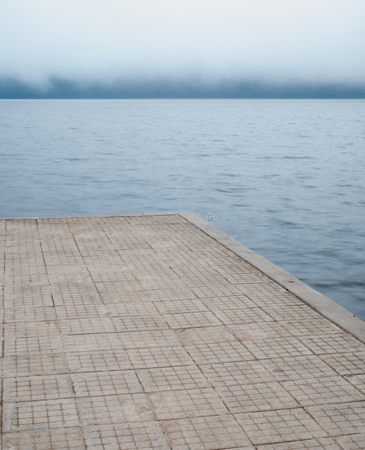 Stone Empty Surface Platform Facing Water. Stock Photo - Image of ...