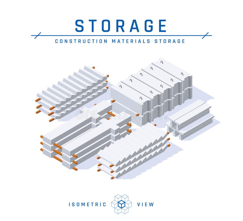 Concrete Storage in Isometric View, Vector Icon Stock Vector ...