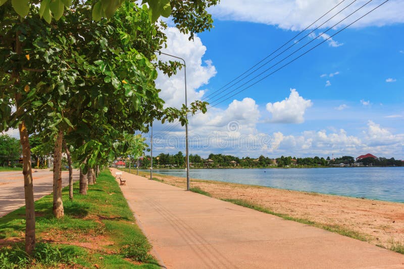 Concrete street in garden stock image. Image of background - 99550433