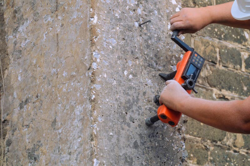 Concrete Strength Measurement by Pull-off Method Stock Image - Image of ...