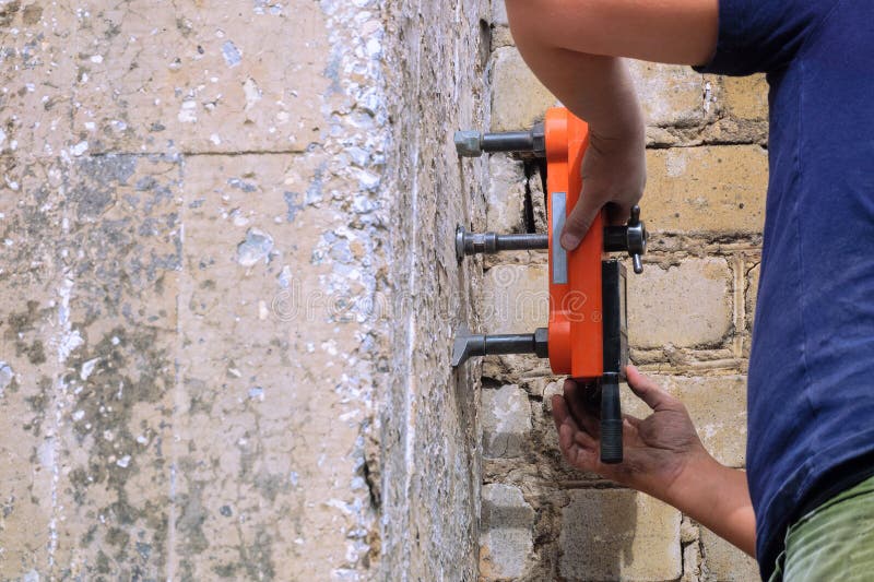 Concrete Strength Measurement by Pull-off Method Stock Image - Image of ...