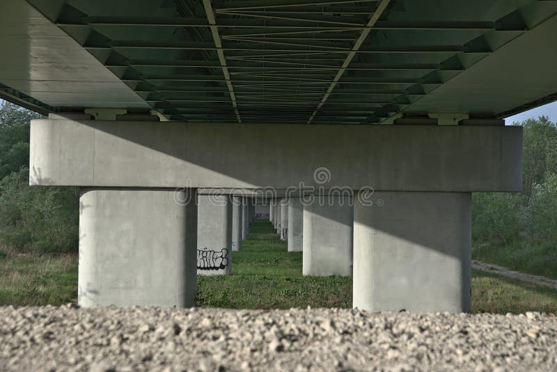 Concrete Structural Elements of the Bridge Stock Photo - Image of ...