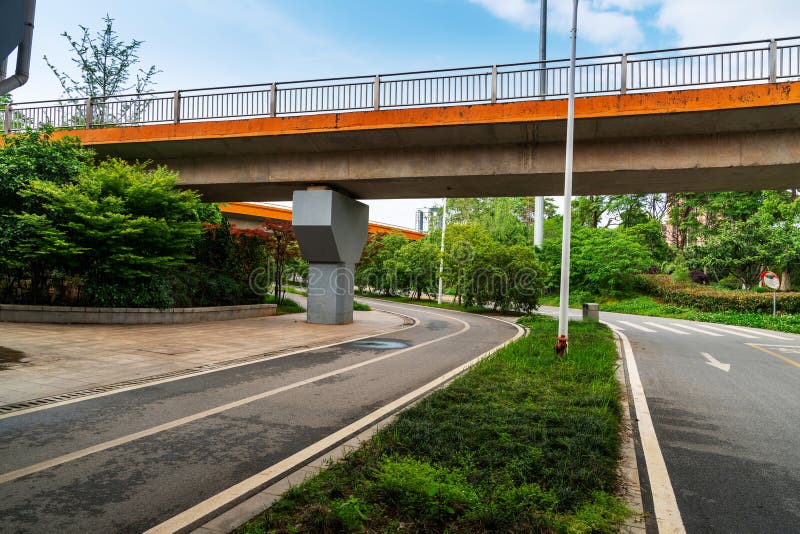Concrete Structure and Asphalt Road Space Under the Overpass Stock ...