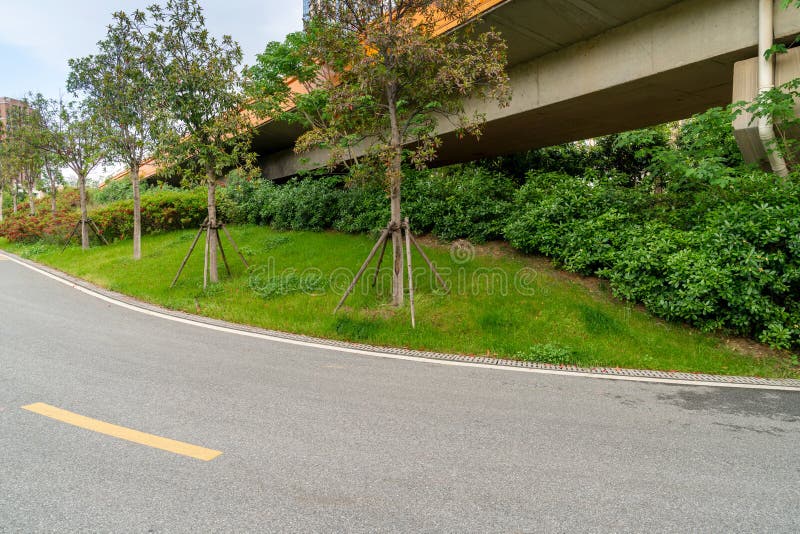 Concrete Structure and Asphalt Road Space Under the Overpass Stock ...