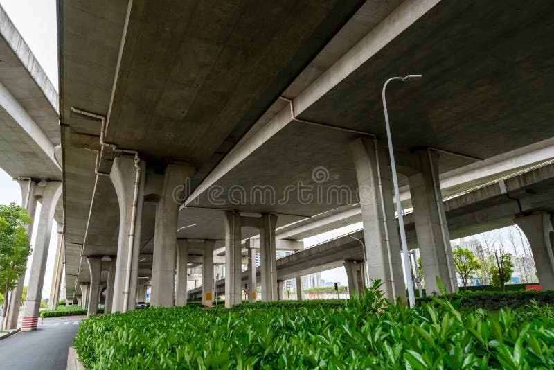 Concrete Structure and Asphalt Road Space Under the Overpass Stock ...