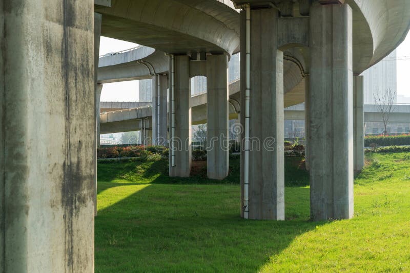 Concrete Structure and Asphalt Road Space Under the Overpass Stock ...