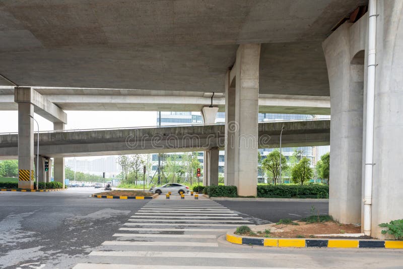 Concrete Structure and Asphalt Road Space Under the Overpass Stock ...