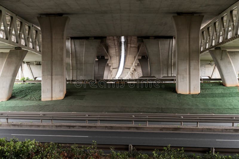 Concrete Structure and Asphalt Road Space Under the Overpass Stock ...