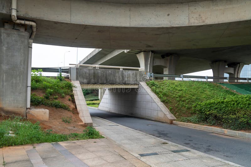 Concrete Structure and Asphalt Road Space Under the Overpass Stock ...
