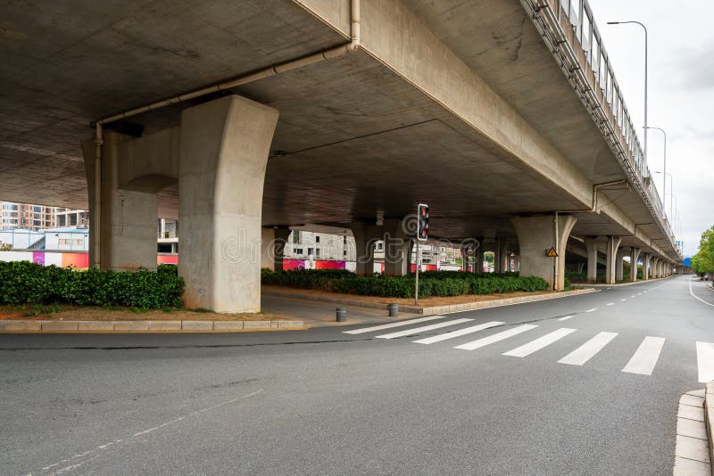 Concrete Structure and Asphalt Road Space Under the Overpass Stock ...