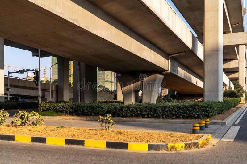Concrete Structure and Asphalt Road Space Under the Overpass Stock ...