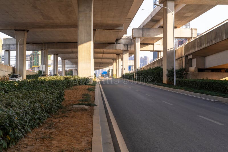 Concrete Structure and Asphalt Road Space Under the Overpass Stock ...