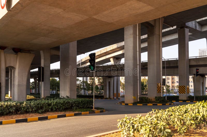 Concrete Structure and Asphalt Road Space Under the Overpass Stock ...