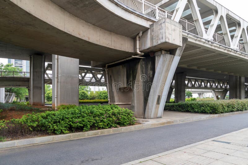 Concrete Structure and Asphalt Road Space Under the Overpass Stock ...