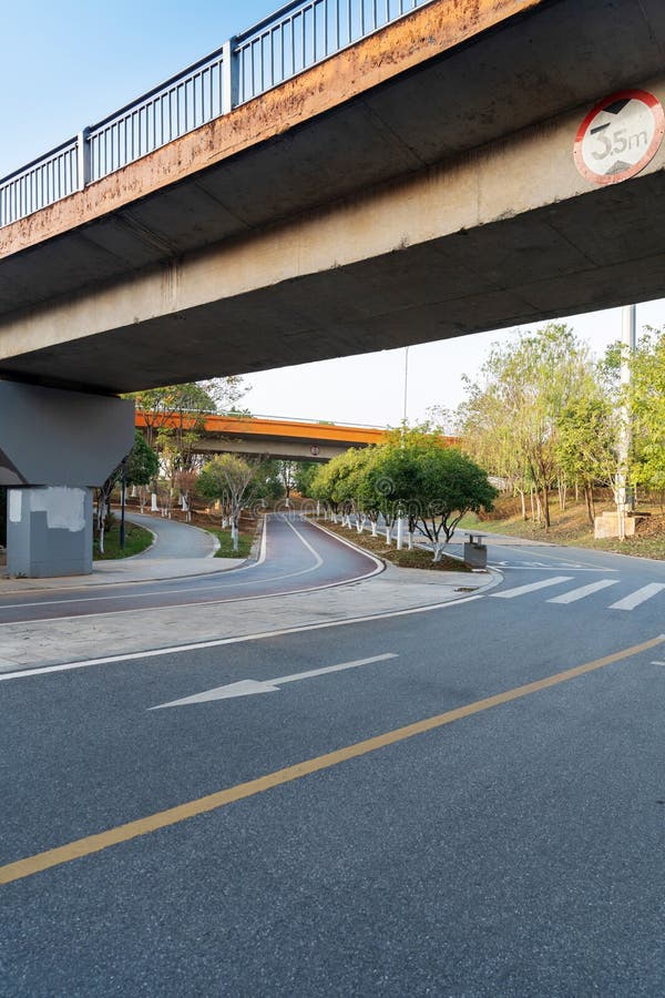 Concrete Structure and Asphalt Road Space Under the Overpass Stock ...