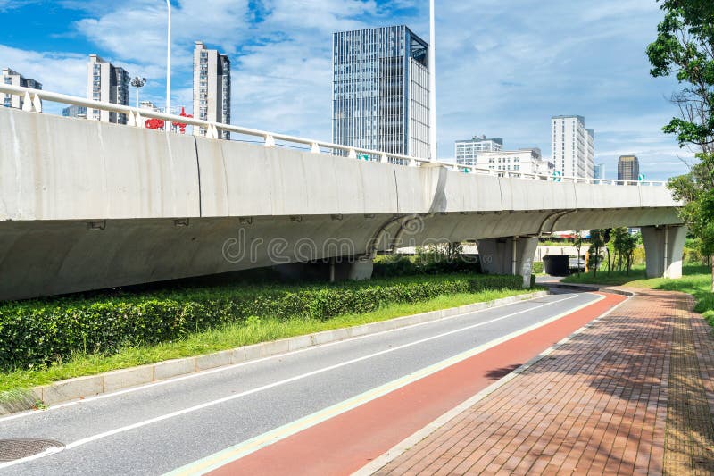 Concrete Structure and Asphalt Road Space Under the Overpass Stock ...