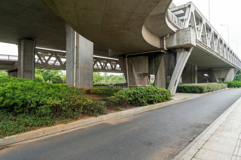 Concrete Structure and Asphalt Road Space Under the Overpass Stock ...