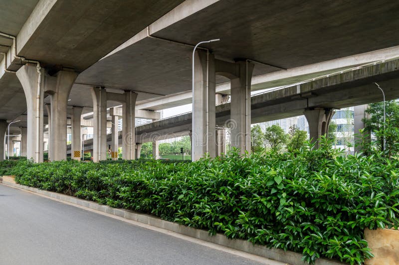 Concrete Structure and Asphalt Road Space Under the Overpass Stock ...