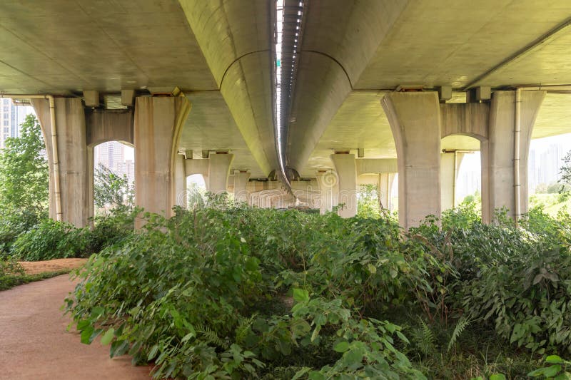 Concrete Structure and Asphalt Road Space Under the Overpass Stock ...