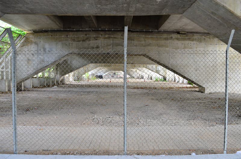 A Concrete Structure and Asphalt Road Space Under the Overpasscity ...