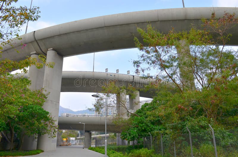 A Concrete Structure and Asphalt Road Space Under the Overpasscity ...