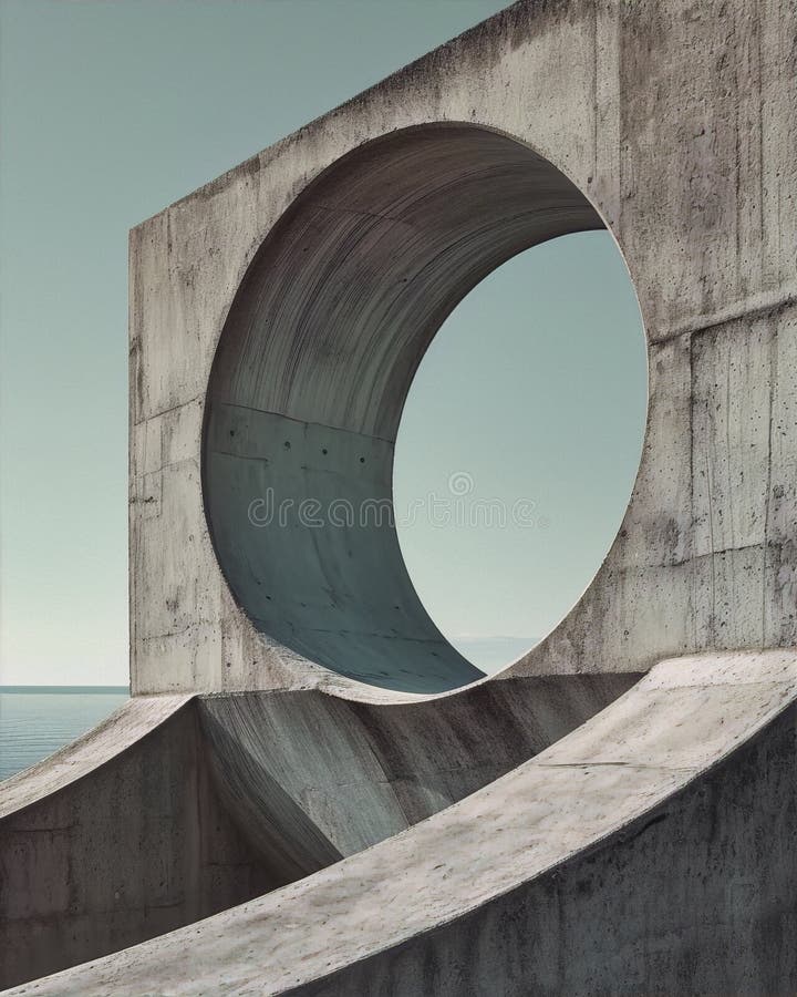 A Concrete Structure with a Circular Hole in it Stock Photo - Image of ...