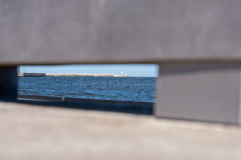 A Concrete Structure with a Rectangular Hole in the Sea. Copy Space ...
