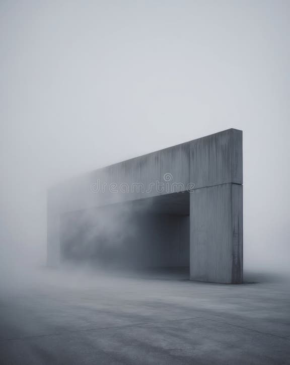 A Concrete Structure Surrounded by Fog on a Misty Day Stock Image ...