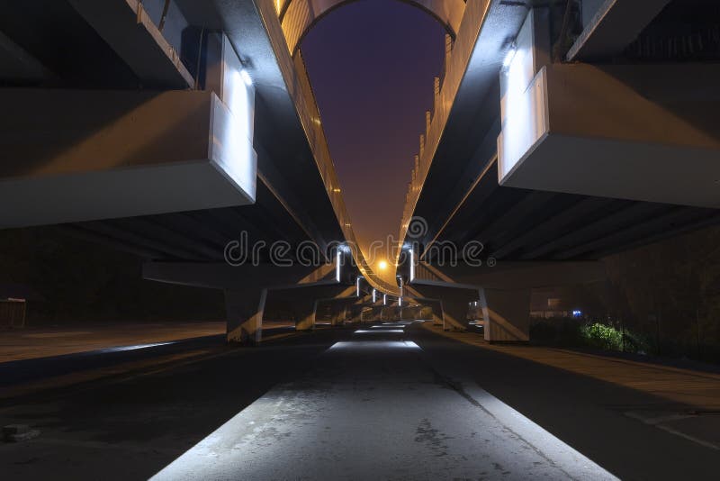 Concrete Support of the Automobile Bridge at Sunrise Stock Photo ...